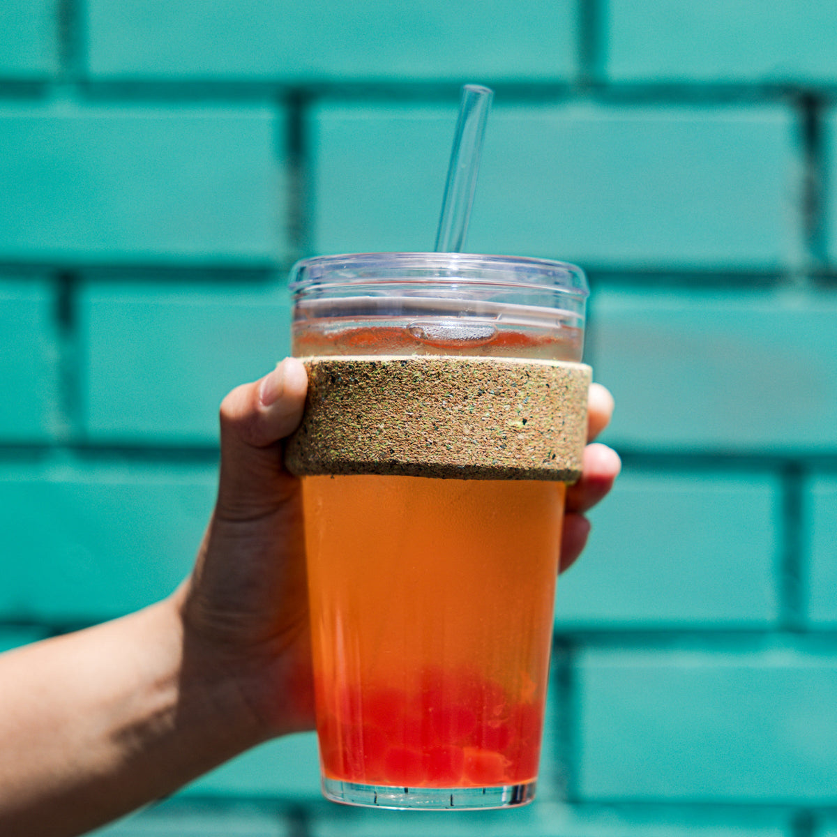 KeepCup Brew Cork Ace 16oz | Large Glass Cold Cup with Straw