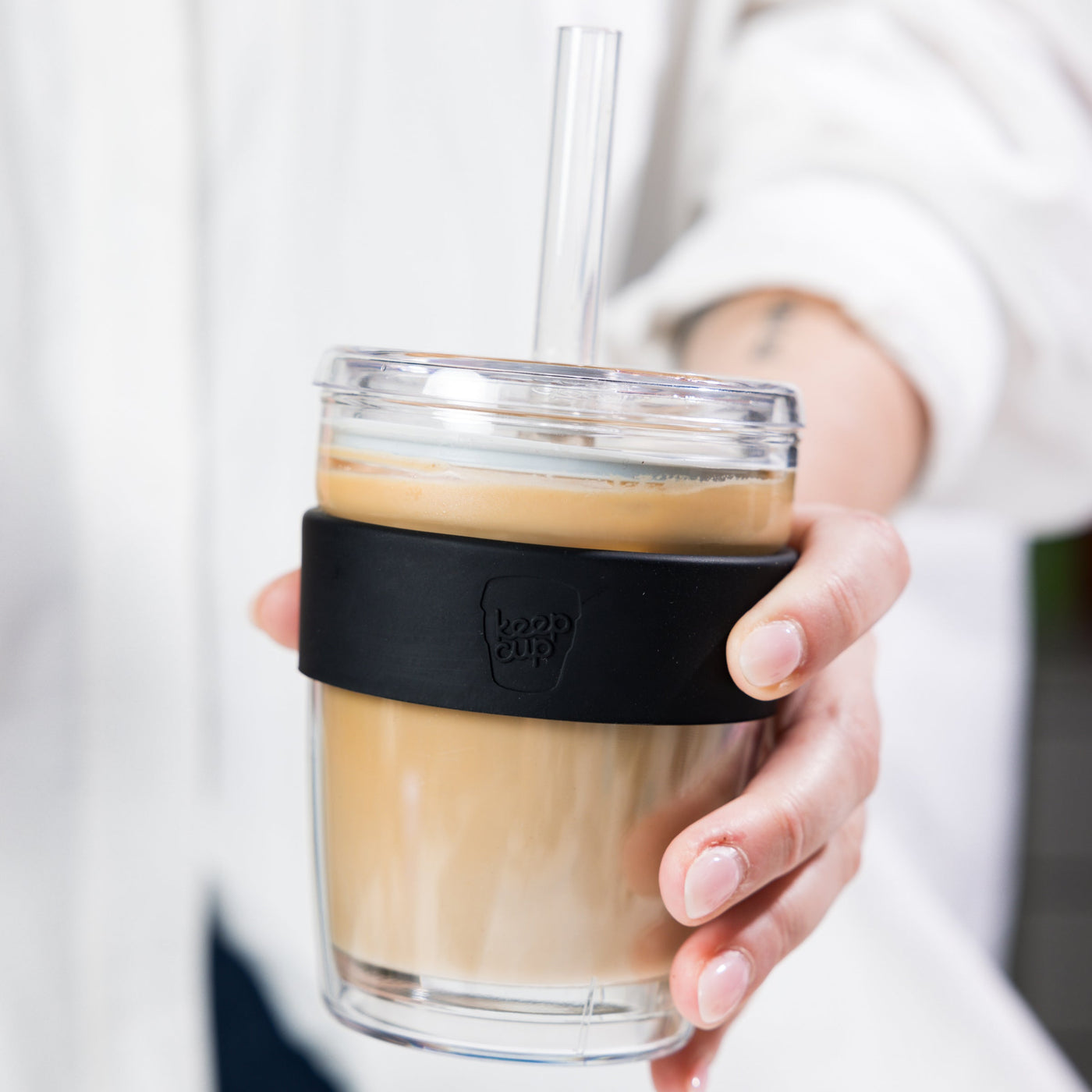 KeepCup Cold Cup Longplay Black | Glass Boba Cup